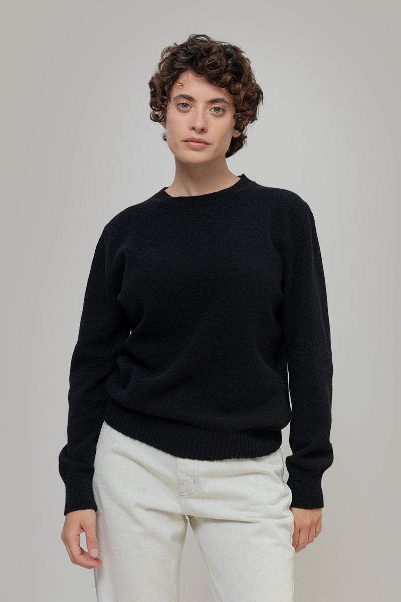 Women Crewneck Recycled Cashmere Sweater Black - Rifò