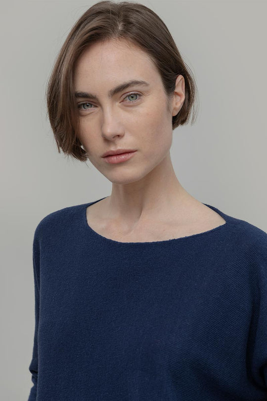 Maglia Seta Donna Scollo a Barca Daya Blu - Rifò